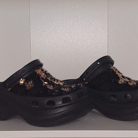 CROCS | Shoes | Crocs Bae Sequin Clogs Platform Blackmulticolored ...